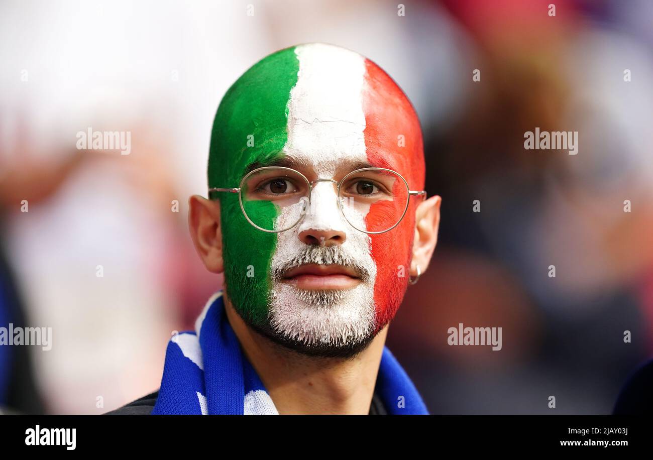 Italy fans in the stands prior to the Finalissima 2022 match at Wembley ...