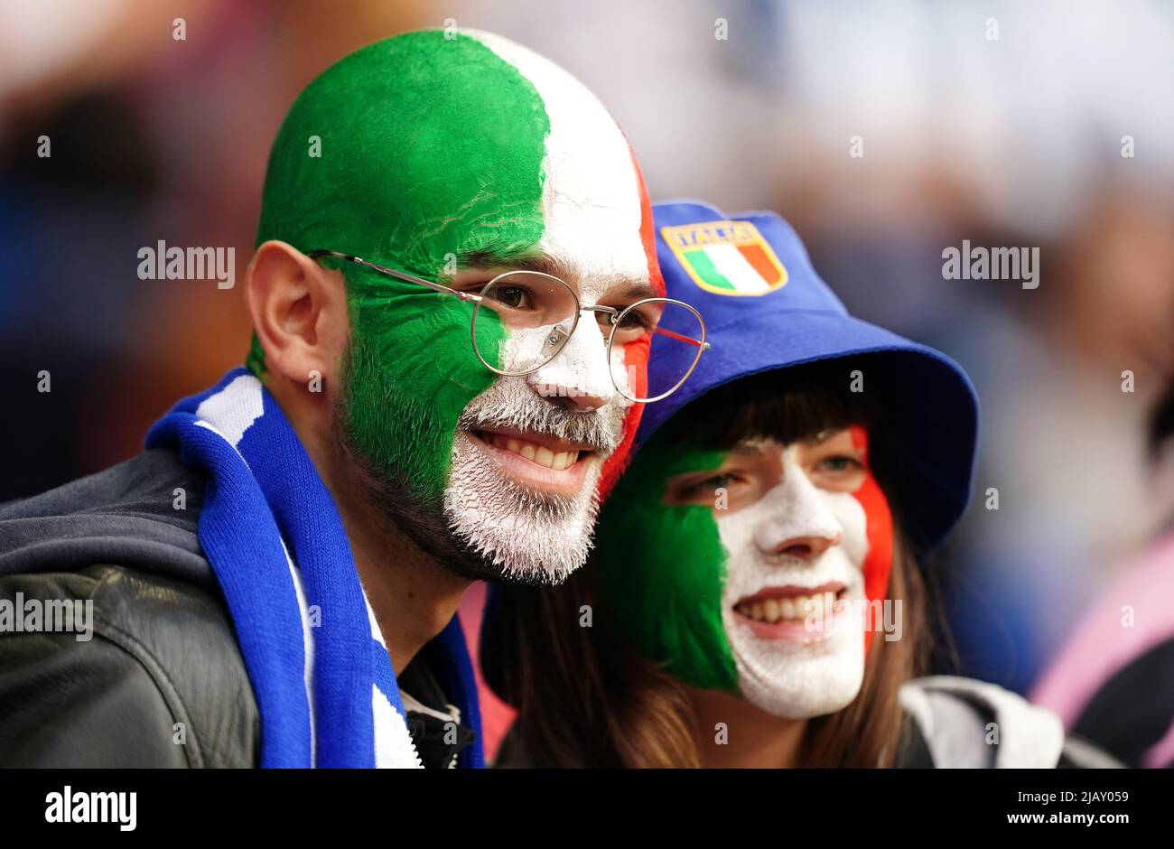 Italy fans in the stands prior to the Finalissima 2022 match at Wembley ...
