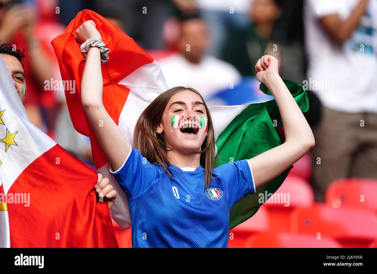 Italy fans in the stands prior to the Finalissima 2022 match at Wembley ...