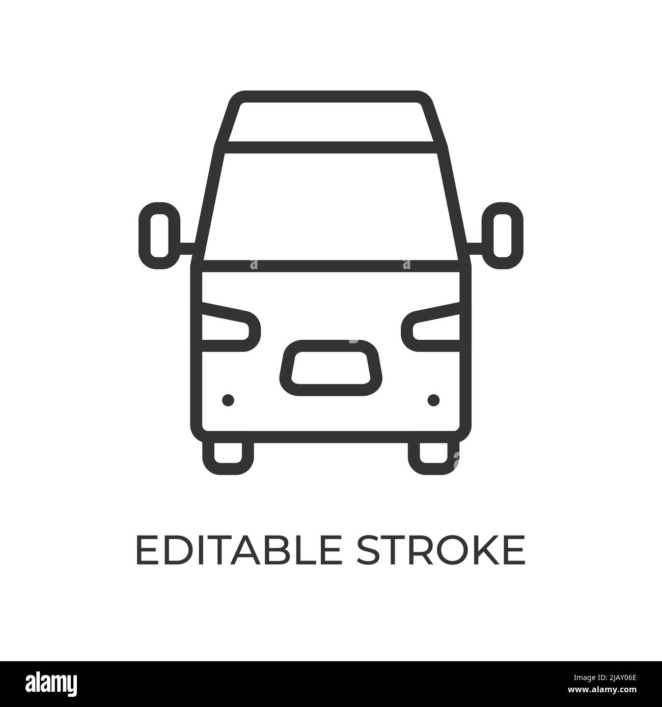 Van front view line icon. Ground transport. Used for freight, passenger ...