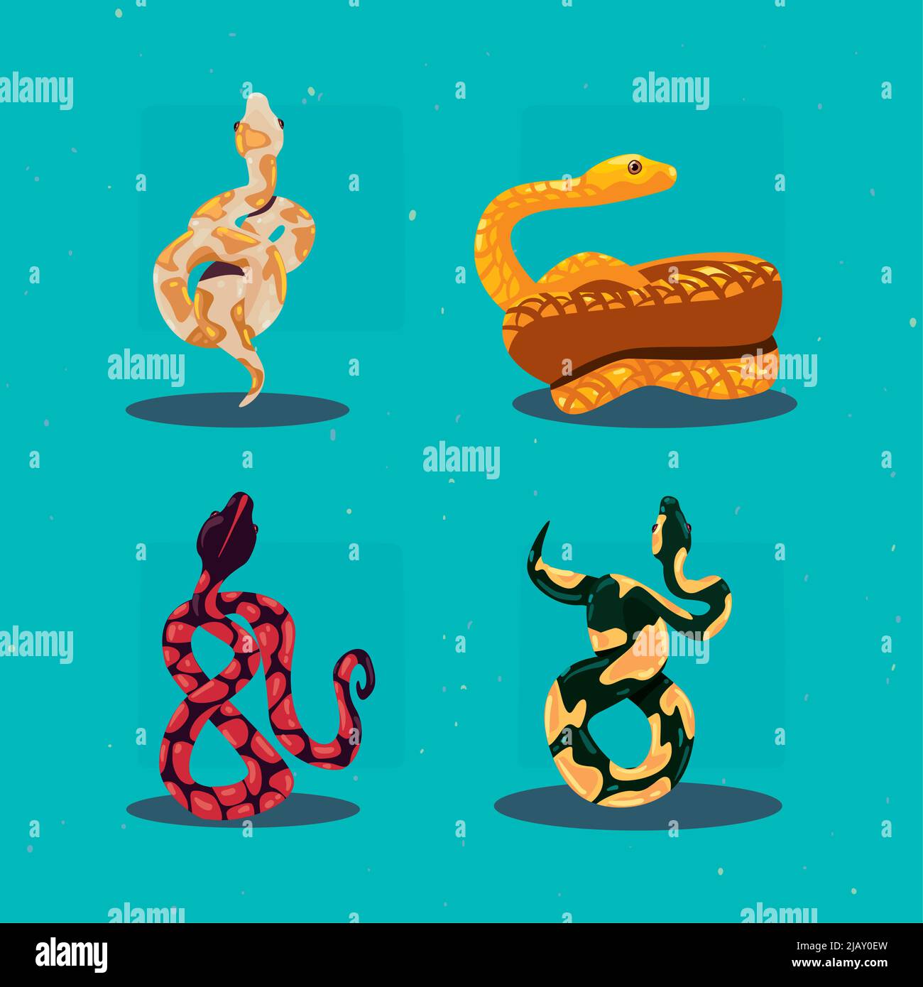 flat colored snakes set Stock Vector Image & Art - Alamy