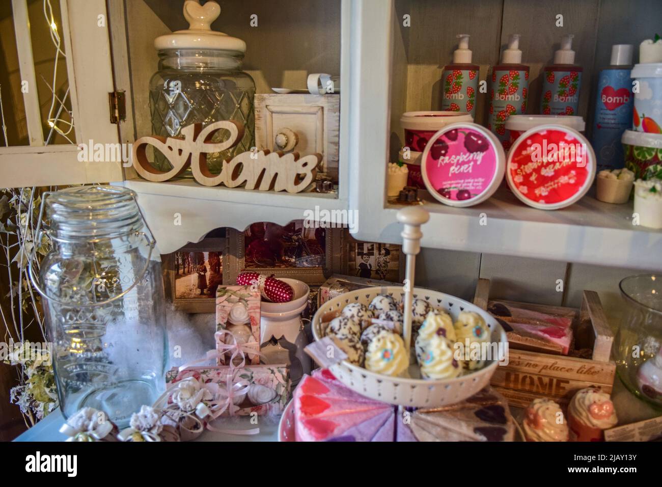 Interior of a beautiful and stylish crafts, food and souvenir shop in ...