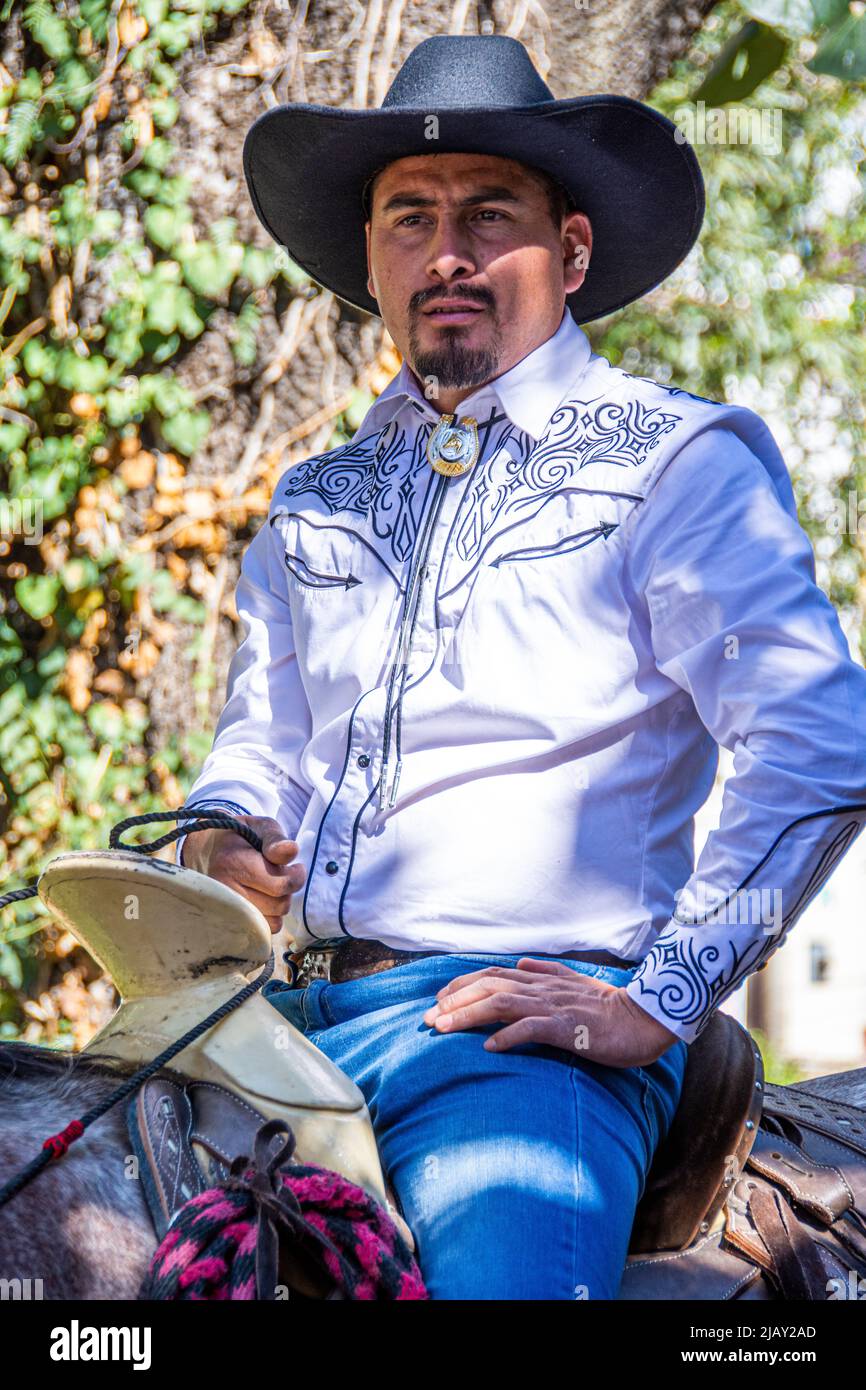 A Mexican Vacarro (Cowboy) in his 20's sitting on his horse. Guanajuato ...