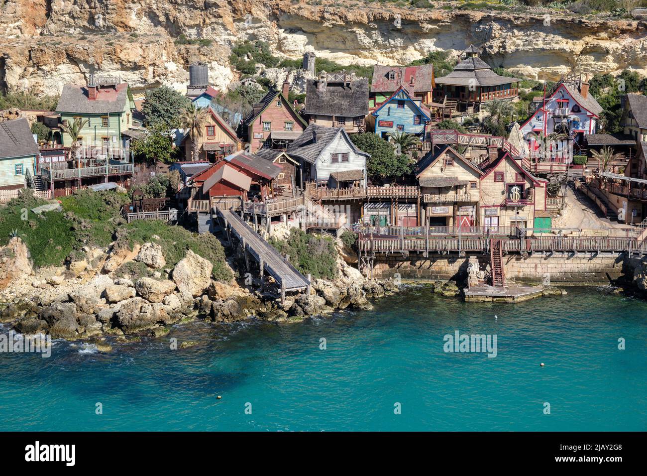 The Popeye Village theme park, Malta Stock Photo - Alamy
