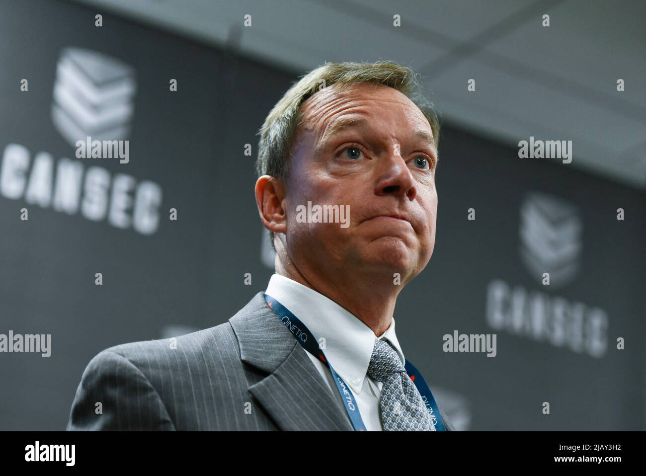Kevin Mooney, president of Irving Shipbuilding, speaks during a news ...