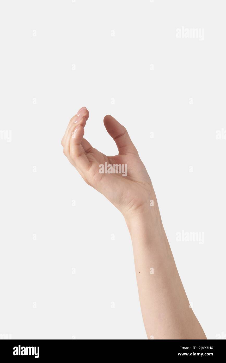 Female hand gesture isolated on white Stock Photo - Alamy