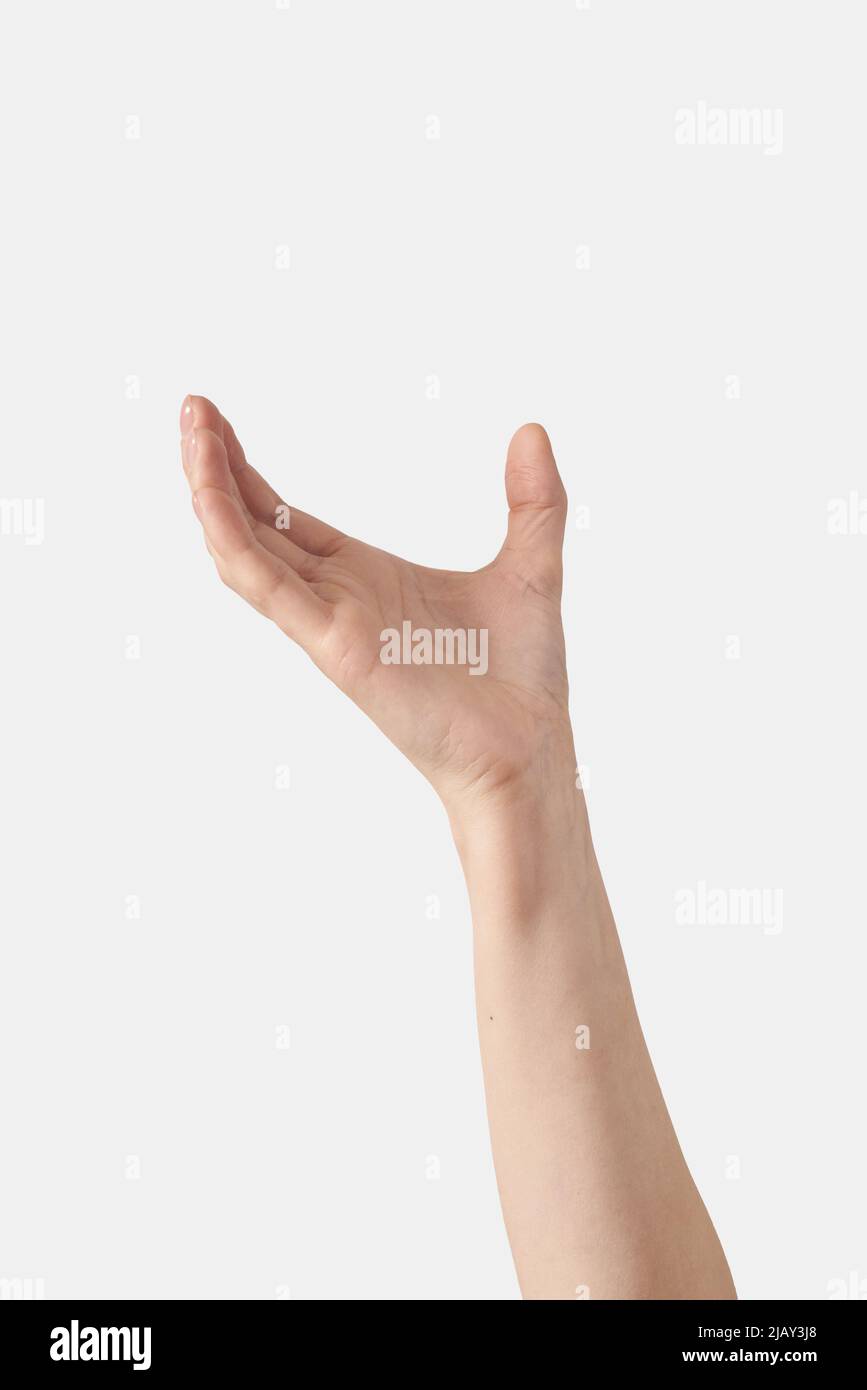 Female hand gesture isolated on white Stock Photo - Alamy