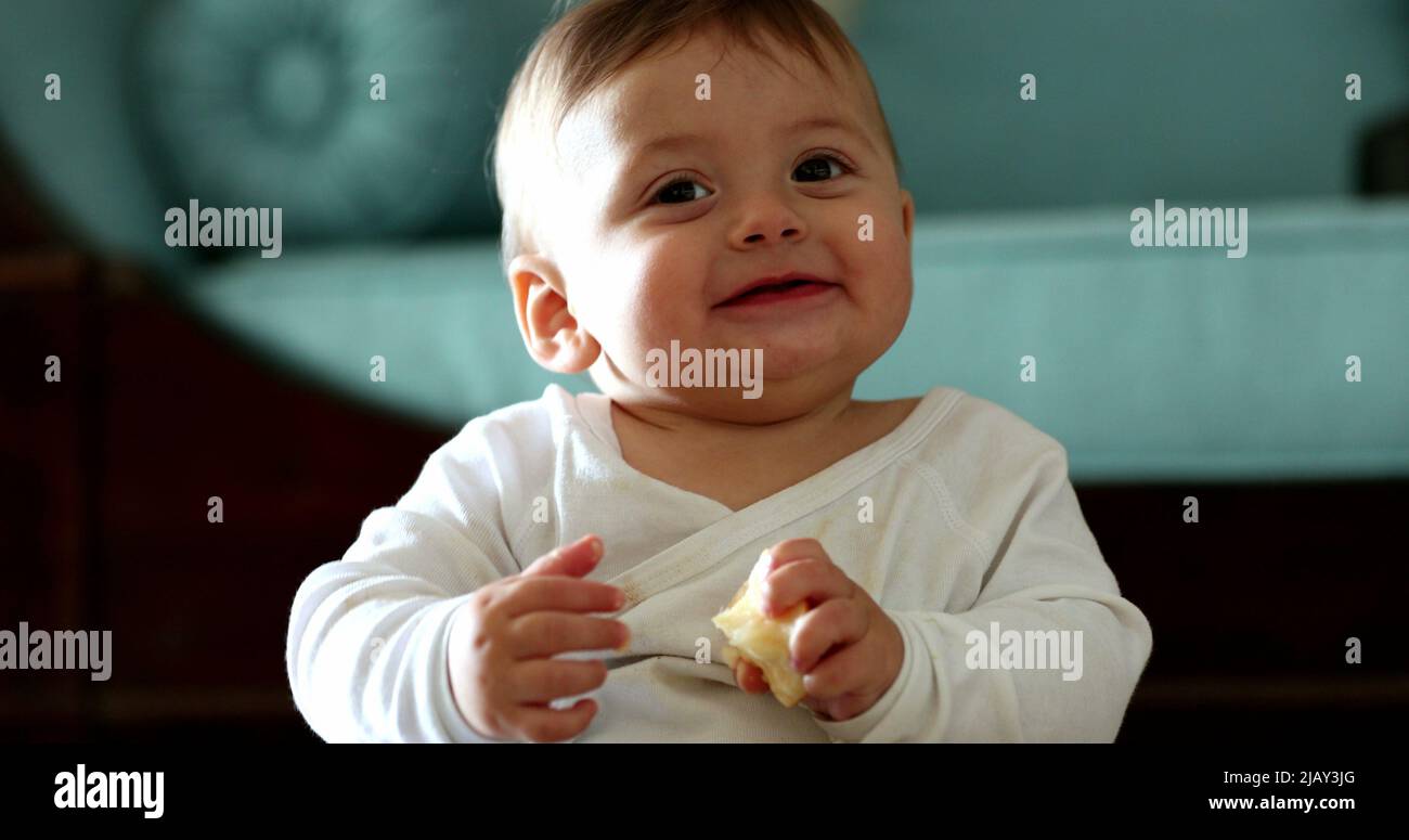Cute portrait baby smiling feeling joy and happy Stock Photo - Alamy
