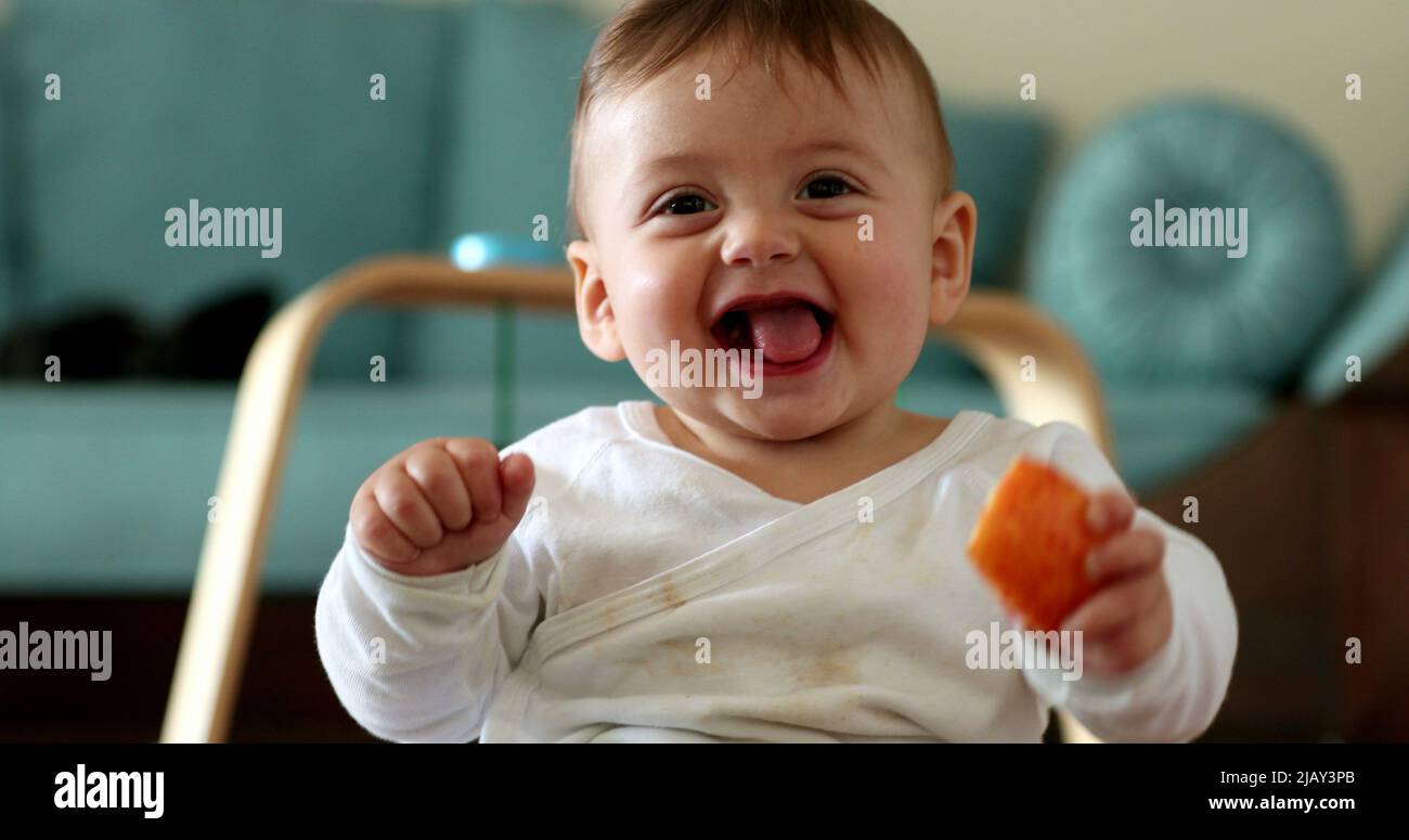 Happy baby face smiling, infant child portrait smile laughing Stock ...