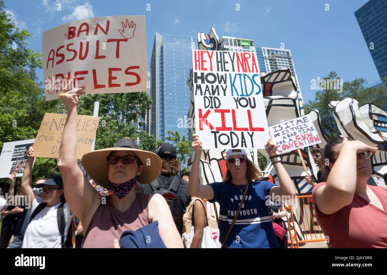 Houston Texas USA, May 27 2022: Hundreds of protesters converge outside ...
