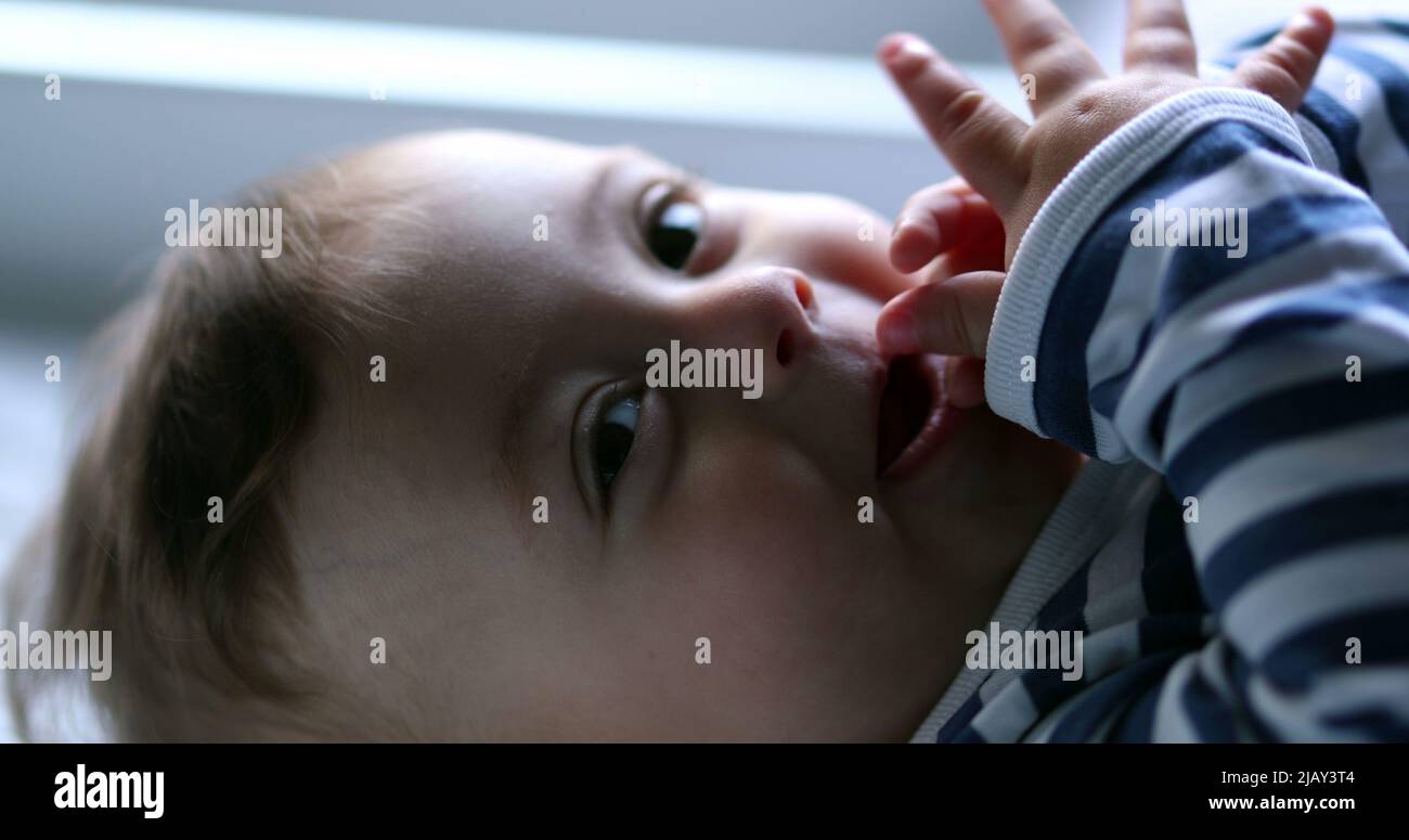 Happy expressive baby toddler. Infant child feeling joy and happiness ...