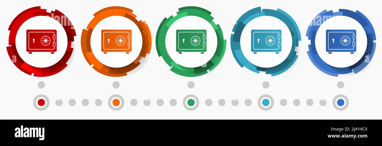 Bank, safe concept vector icon set, modern design abstract web buttons ...