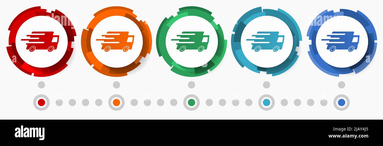 Fast delivery concept vector icon set, modern design abstract web ...