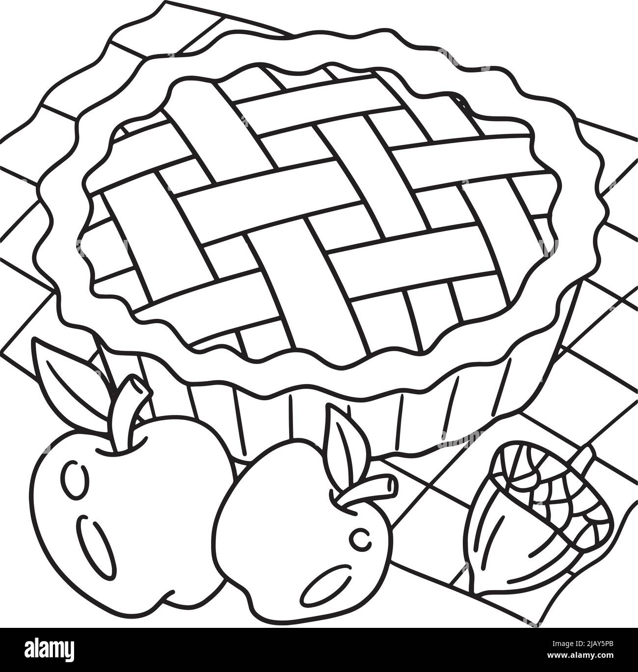 Thanksgiving Apple Pie Coloring Page for Kids Stock Vector Image & Art ...