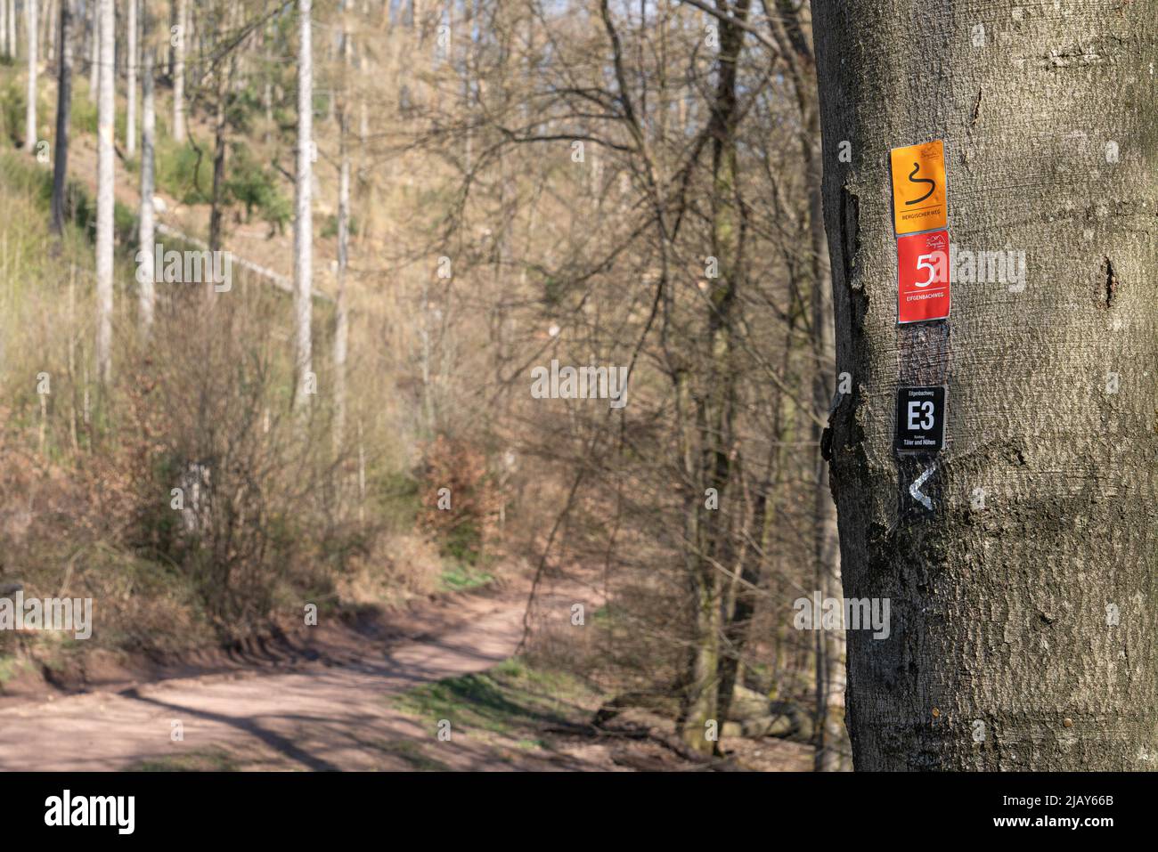 ODENTHAL, GERMANY - APRIL 23, 2021: Long distance hiking trail ...