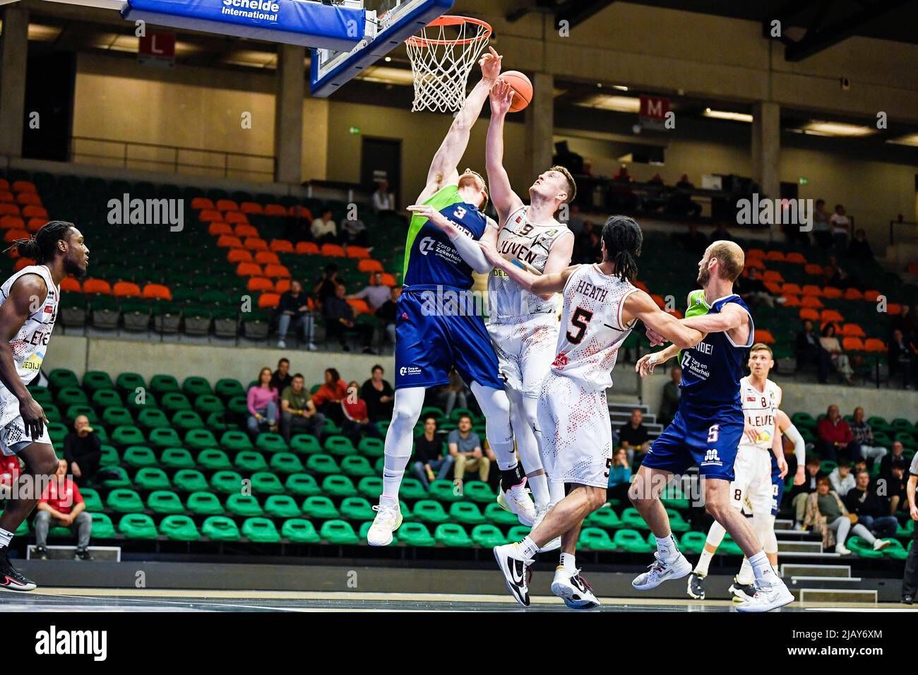 Leiden's Asbjorn Midtgaard and Leuven's Jakob Cebasek pictured in ...