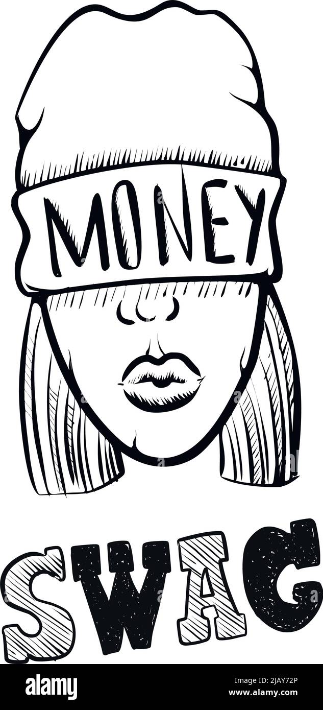 Hip Hop music girl. Pretty Young Urban Rap Girl. Lady Vector artwork ...