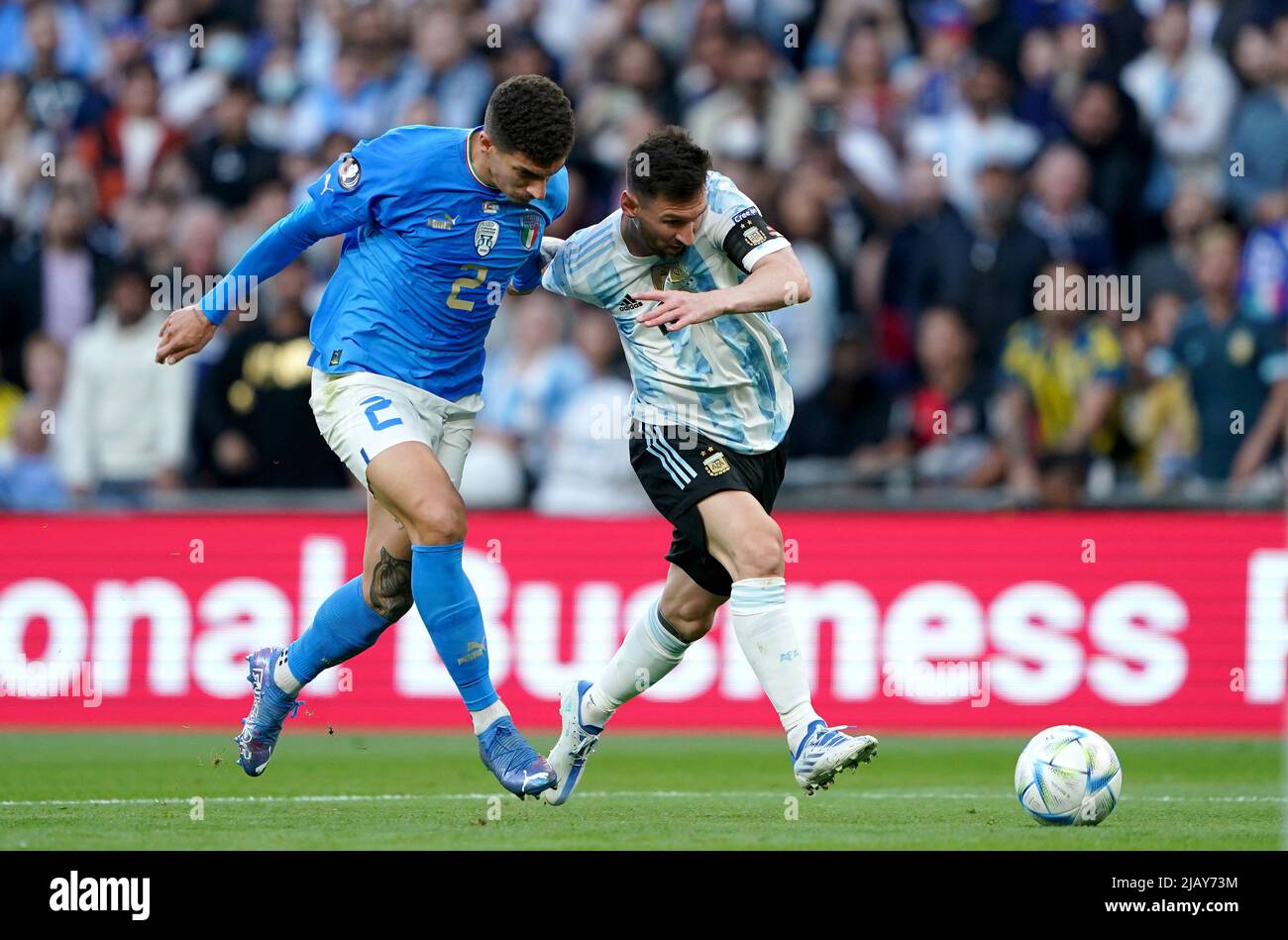 Argentina’s Lionel Messi battles with Italy’s Giovanni Di Lorenzo ...