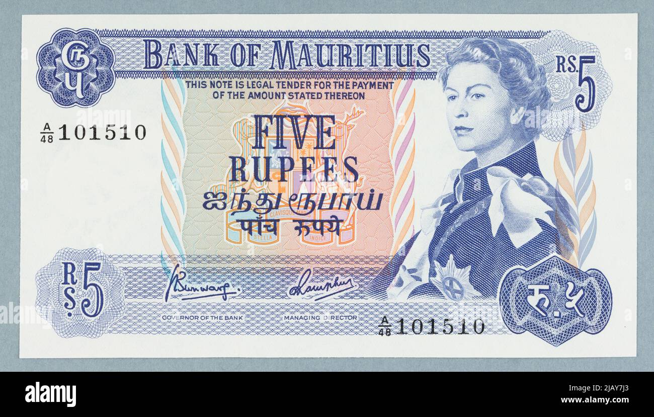 Banknot na 5 rupees, Bank of Mauritius, Mauritius, b.r. (1967) Thomas ...