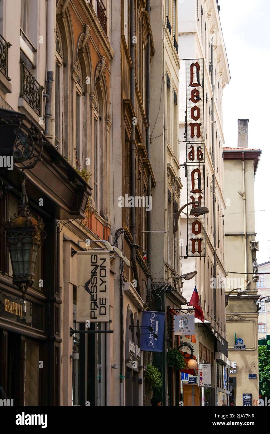 Sign of Leon de Lyon restaurant, Lyon, Rhone-Alps Auvergne region ...