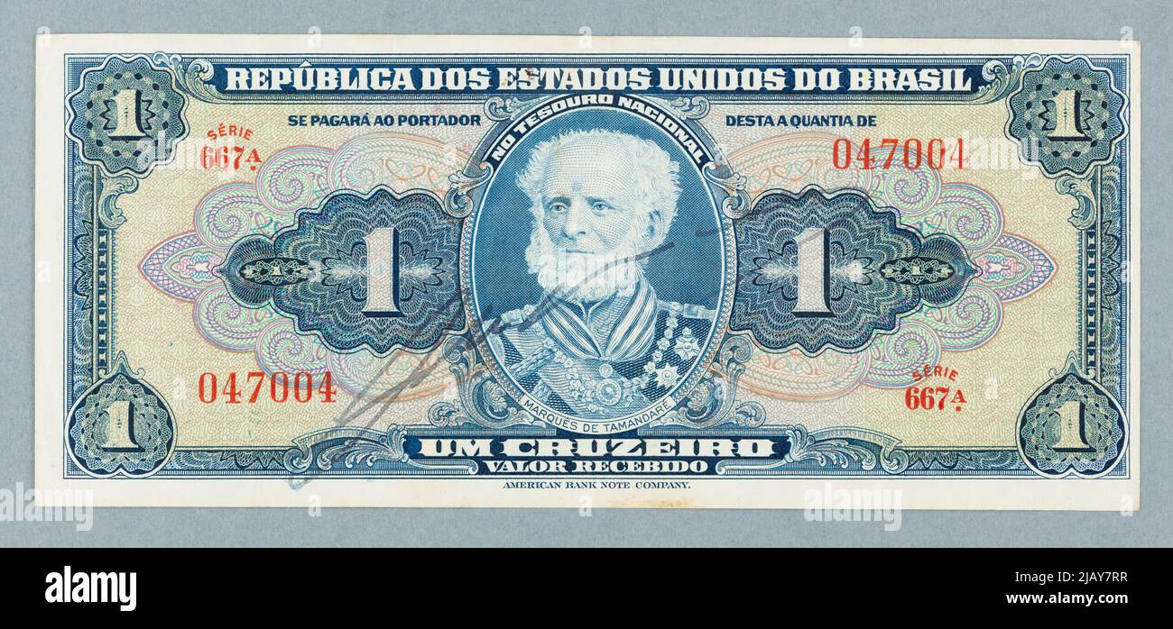 Banknotea AT 1 Cruise, National Treasury, Brazil, B.R. (1944) American ...