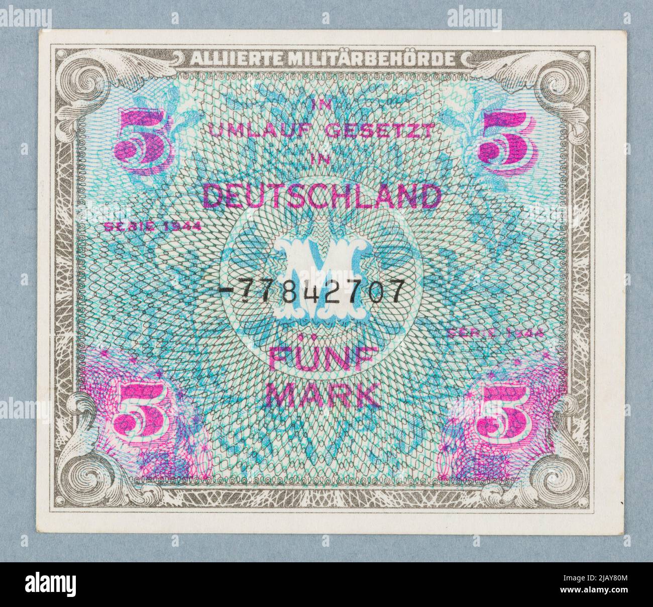 Banknote on 5 marks, all rental military authority, Germany (for the ...