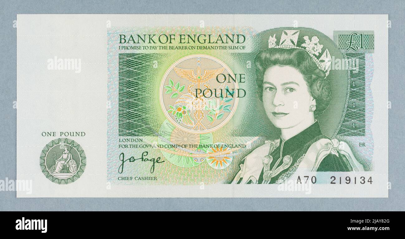 Banknote for 1 Pound, Bank of England, Great Britain, B.R. (1978 ...