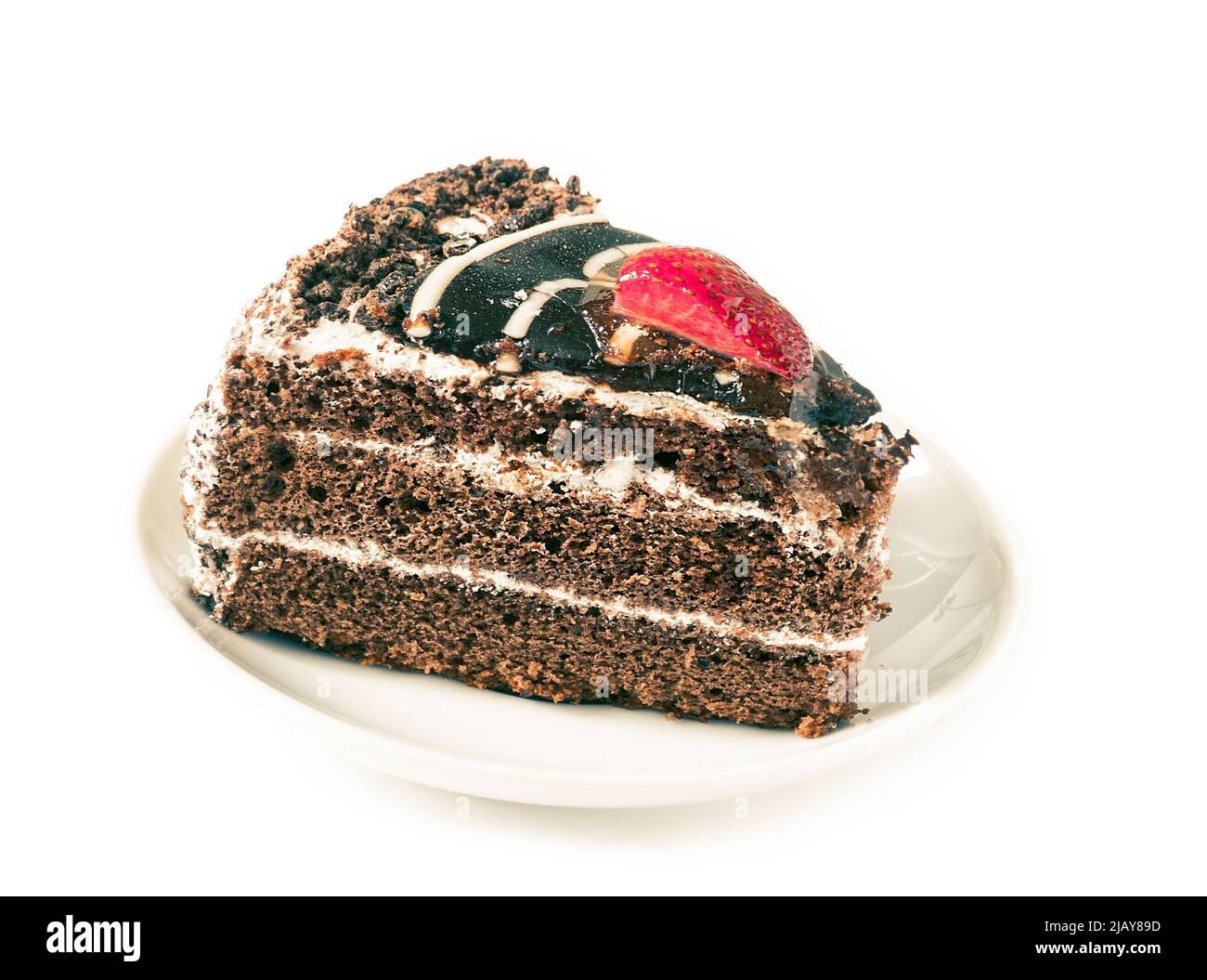cream cake on plate, isolated Stock Photo - Alamy