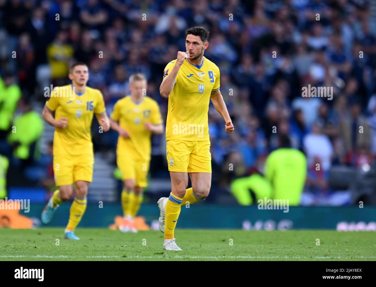 Ukraine's Roman Yaremchuk celebrates scoring their side's second goal ...