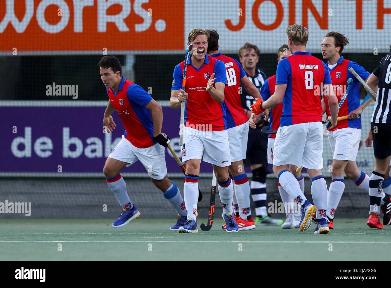 DEN HAAG, NETHERLANDS - JUNE 1: Cedric Terwel of SCHC, Floris Steenman ...