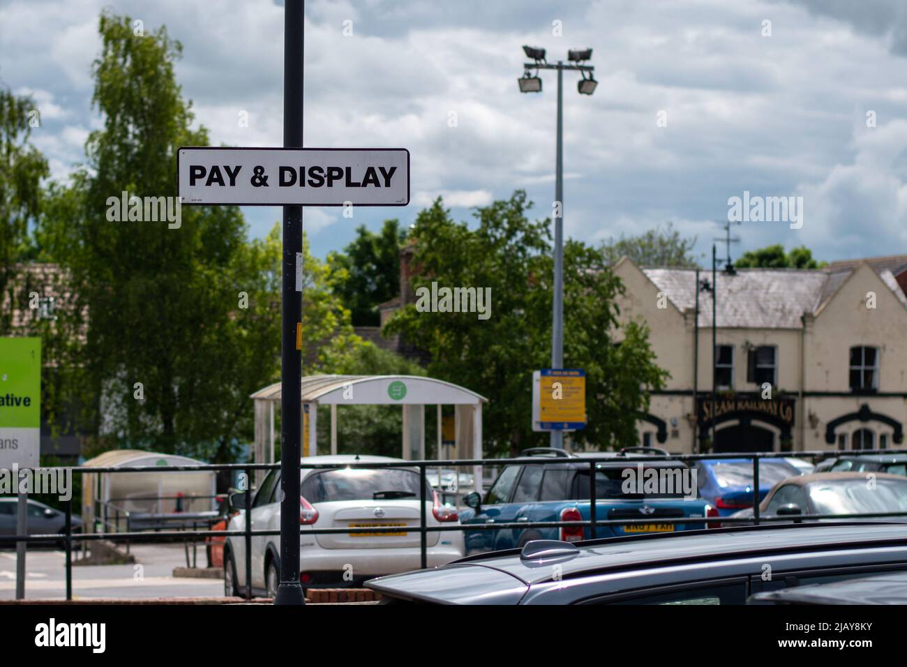 Pay and Display car parking sign in Co-op supermarket car park Stock ...