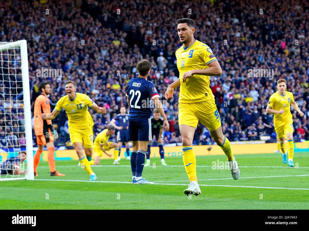 Ukraine's Roman Yaremchuk celebrates scoring their side's second goal ...
