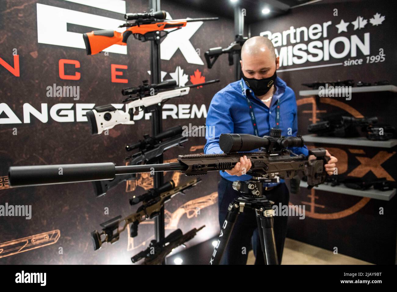Ottawa, Can. 01st June, 2022. An exhibitor shows the Cadex Defence CDX ...