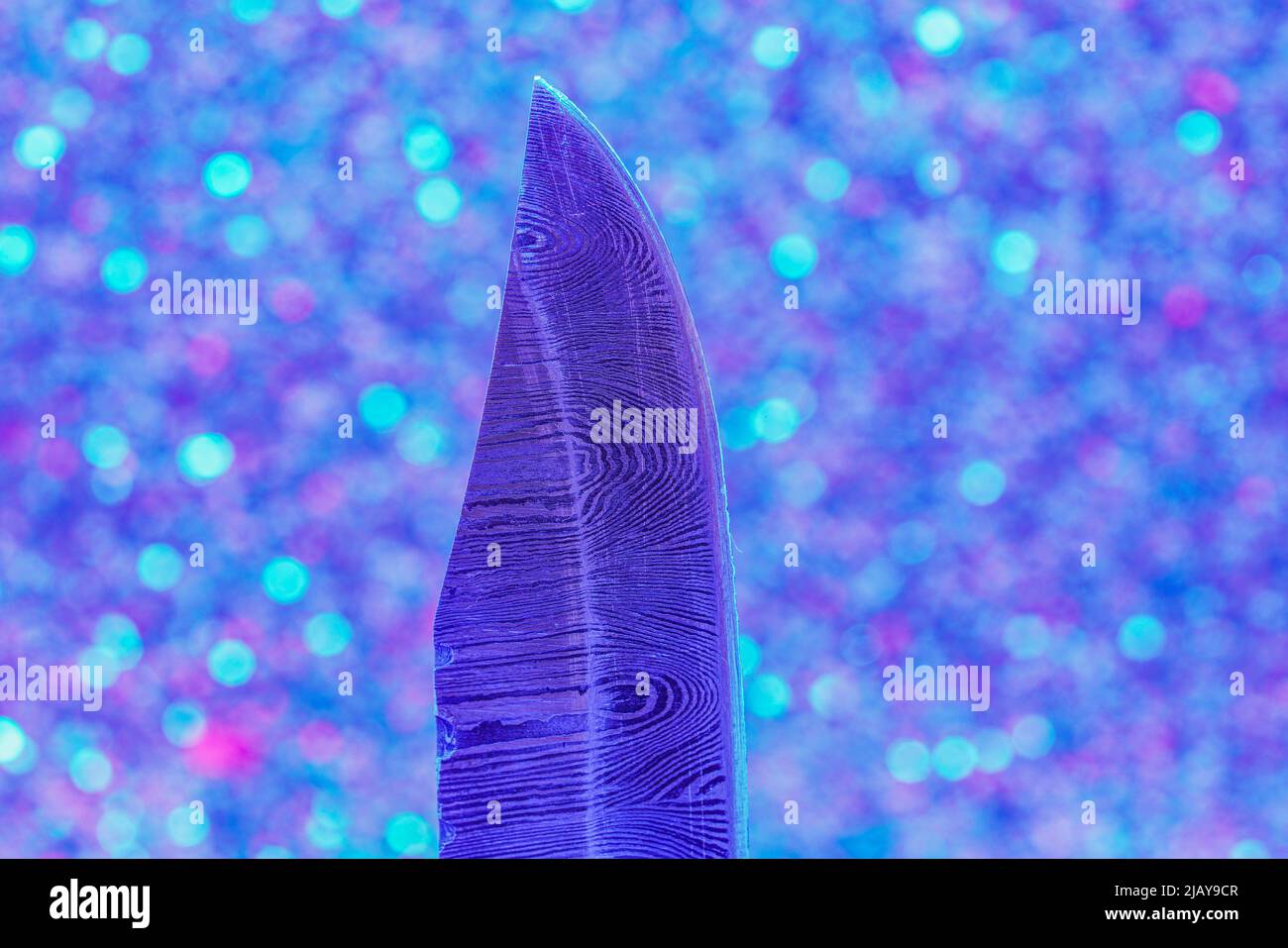 Hand-forged knife made of several layers of steel with an exclusive ...