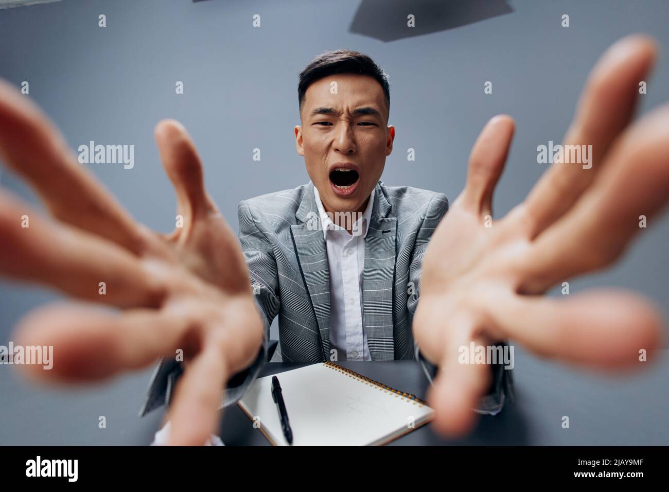 Frustration worker hands air hi-res stock photography and images - Alamy