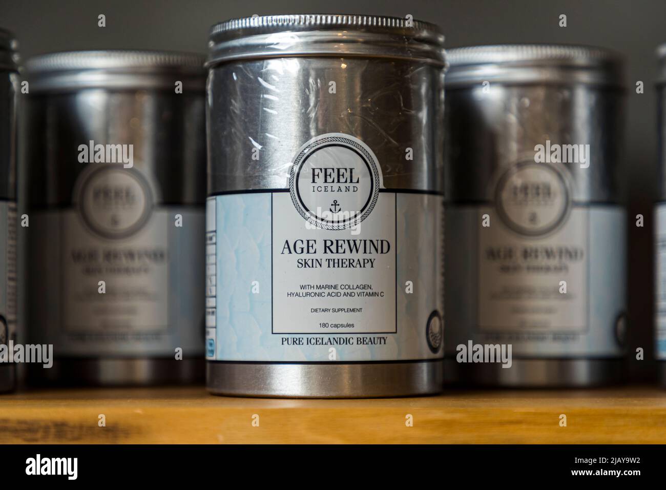 Food supplements from the Icelandic company Feel Stock Photo - Alamy