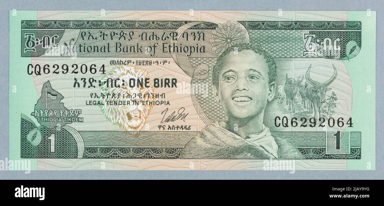 Banknot na 1 Birr, National Bank of Ethiopia, Ethiopia, L.Eee 1969 ...