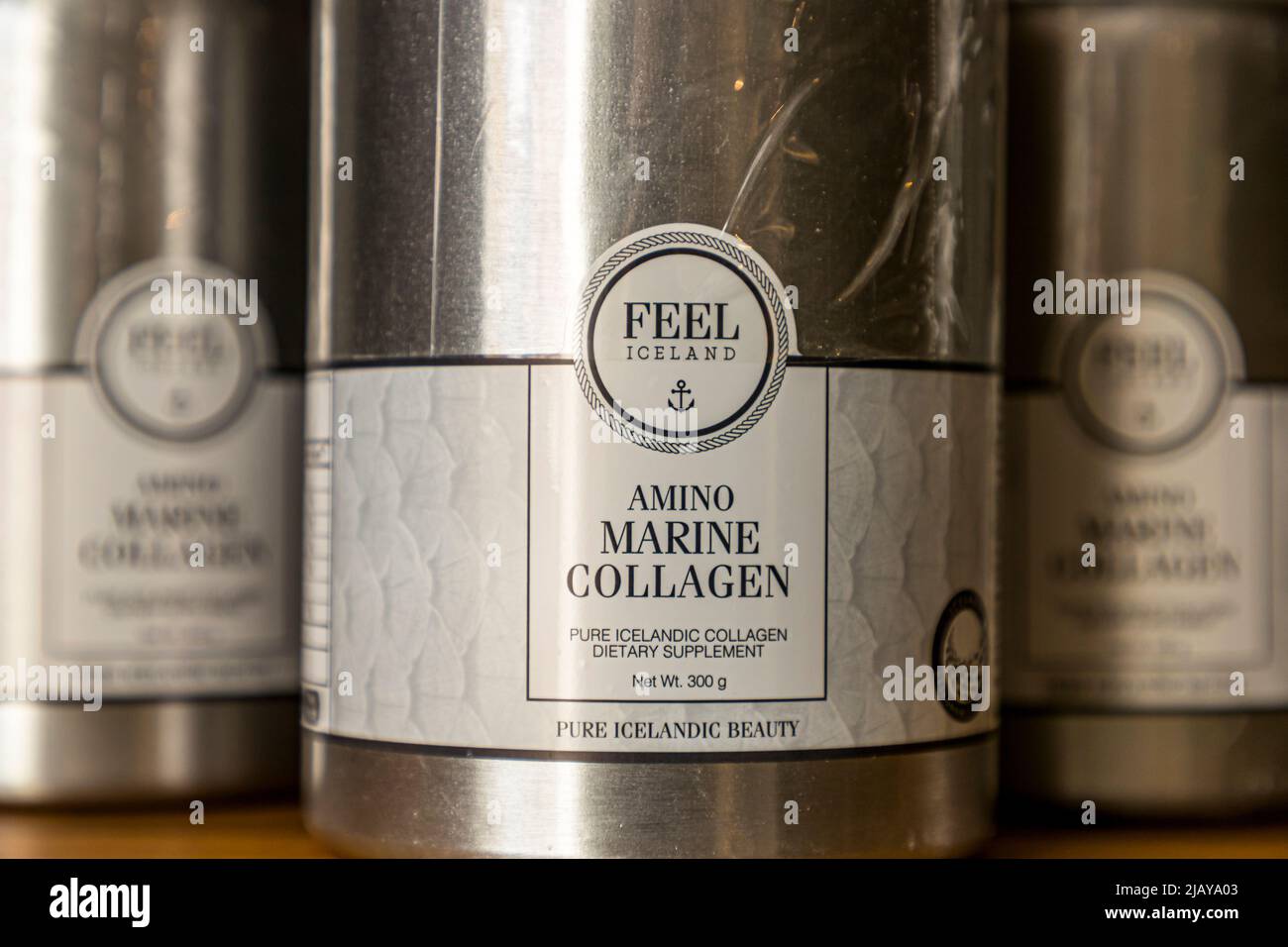 Food supplements from the Icelandic company Feel Stock Photo - Alamy
