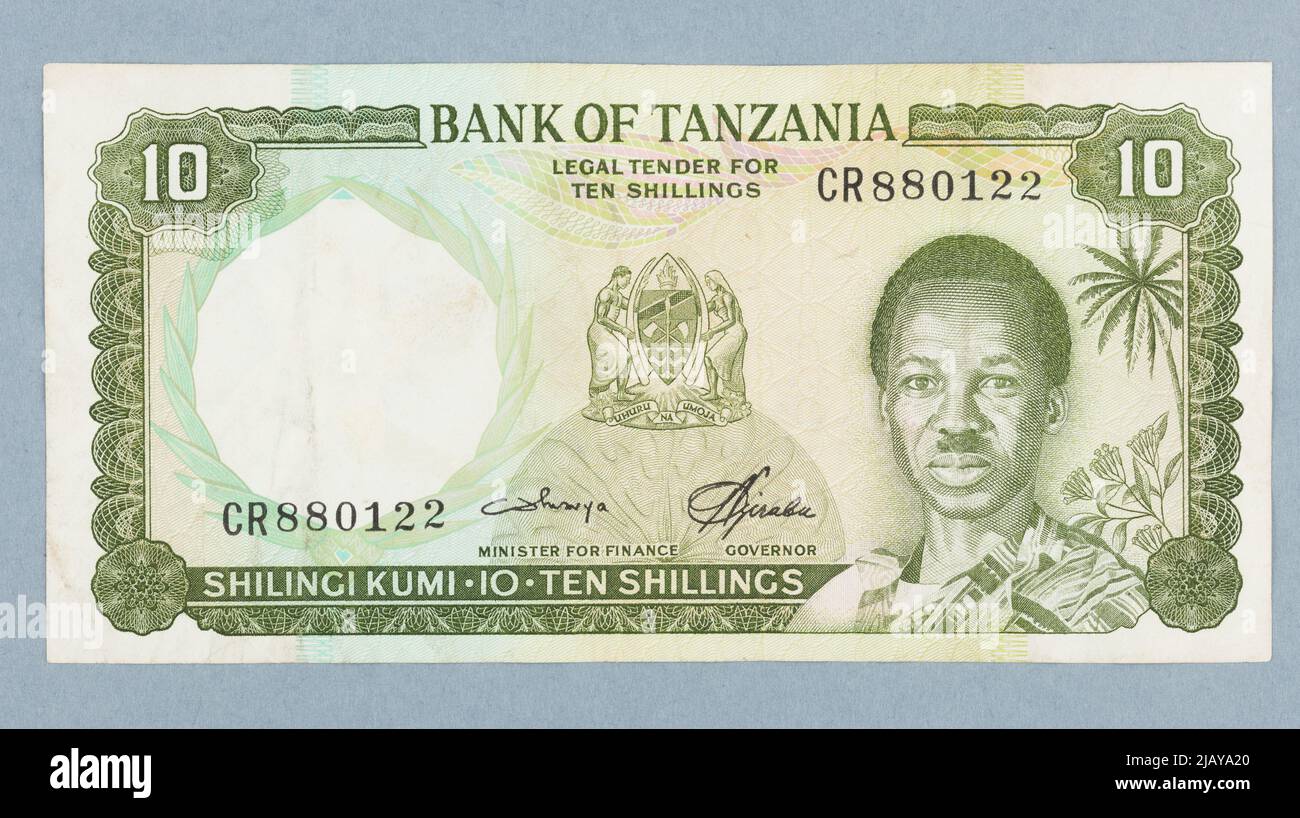 Banknot na 10 shillings, Bank of Tanzania, Tanzania, b.r. (1966) Thomas ...