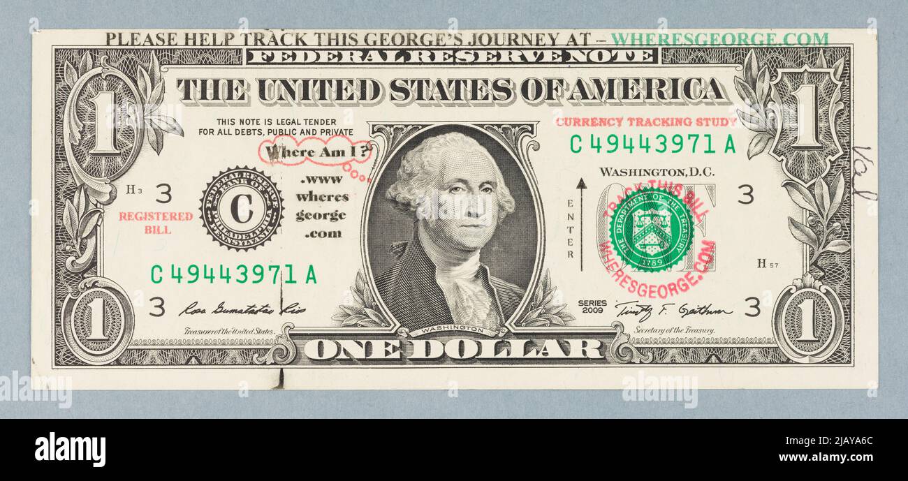 Banknote for 1 Dollar, Federal Reserve Note, United States of North ...
