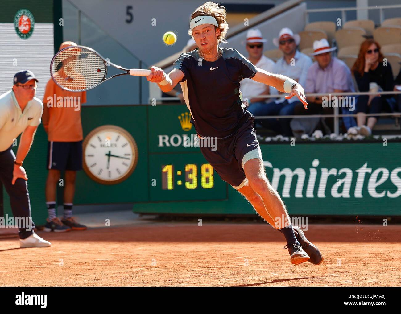 Paris,France, 1st June.2022. Russian tennis player Andrey Rublev in ...