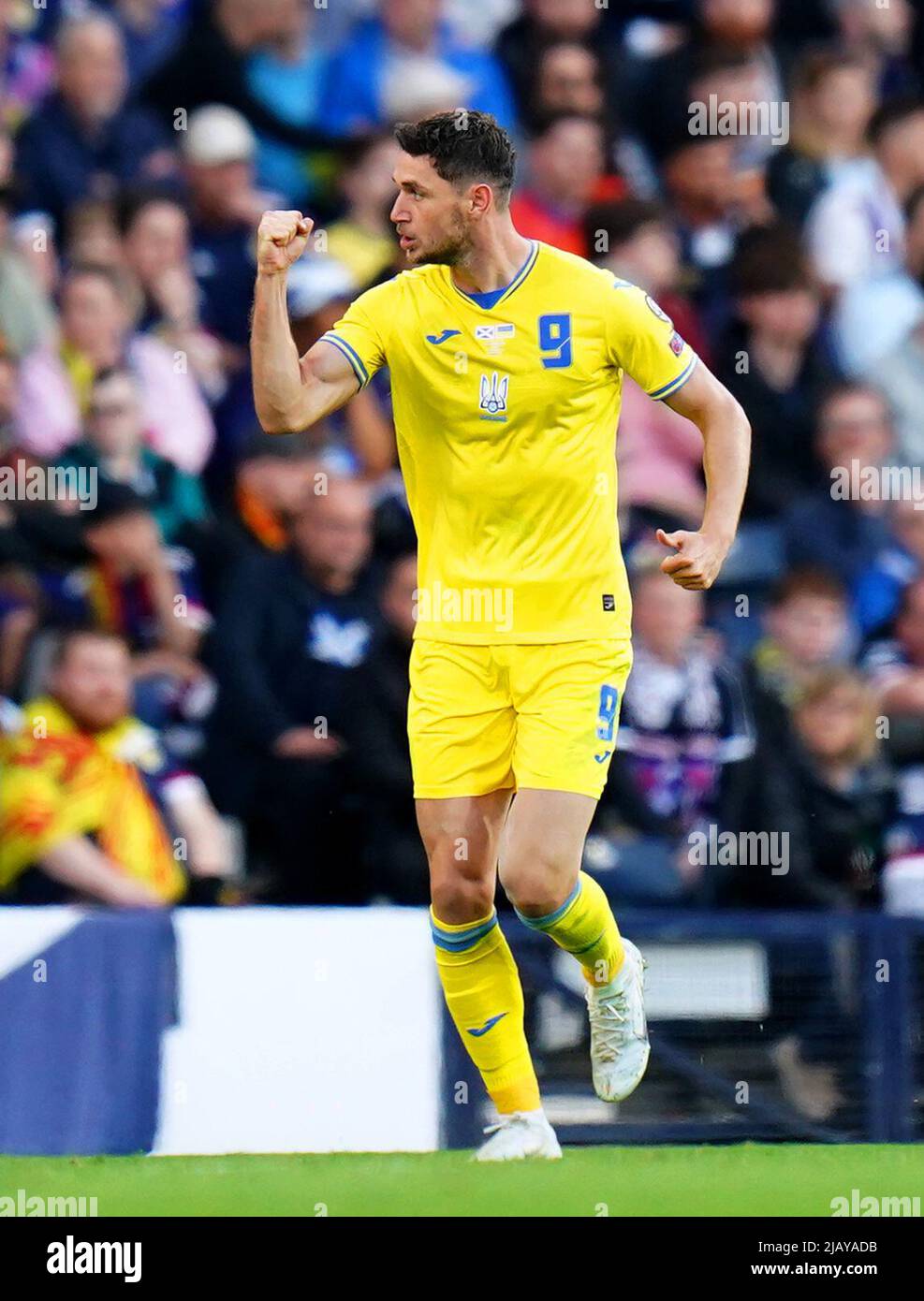 Ukraine's Roman Yaremchuk celebrates scoring their side's second goal ...