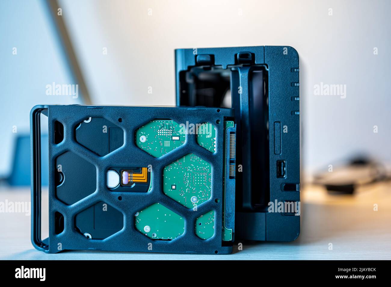 network attached storage NAS with a single bay pulled setup at a home ...