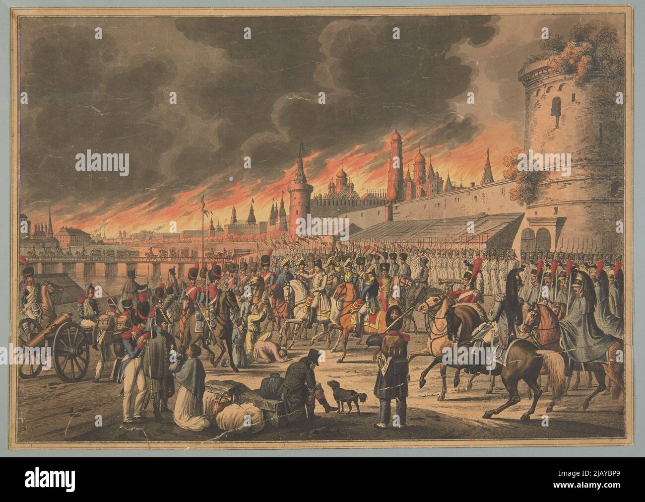Napoleon and Bonaparte under the burning Moscow unknown Stock Photo - Alamy