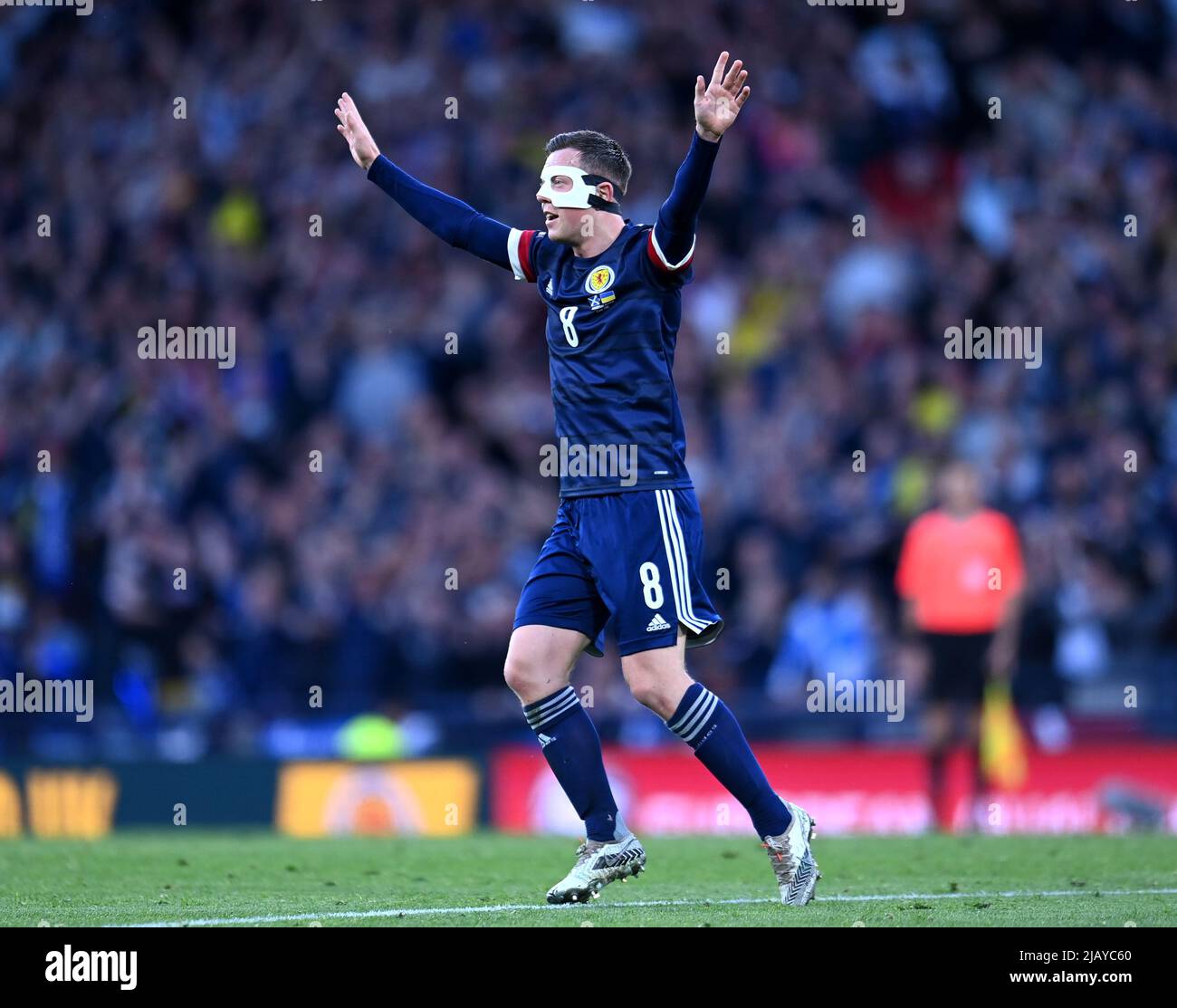 Scotland's Callum McGregor celebrates scoring their side's first goal ...