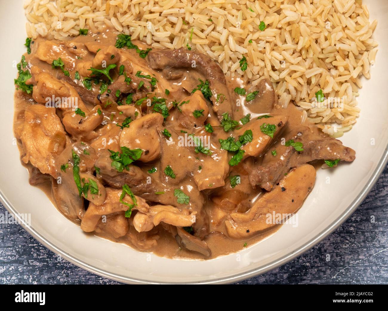 cock & bull (chicken and steak), from above Stock Photo - Alamy