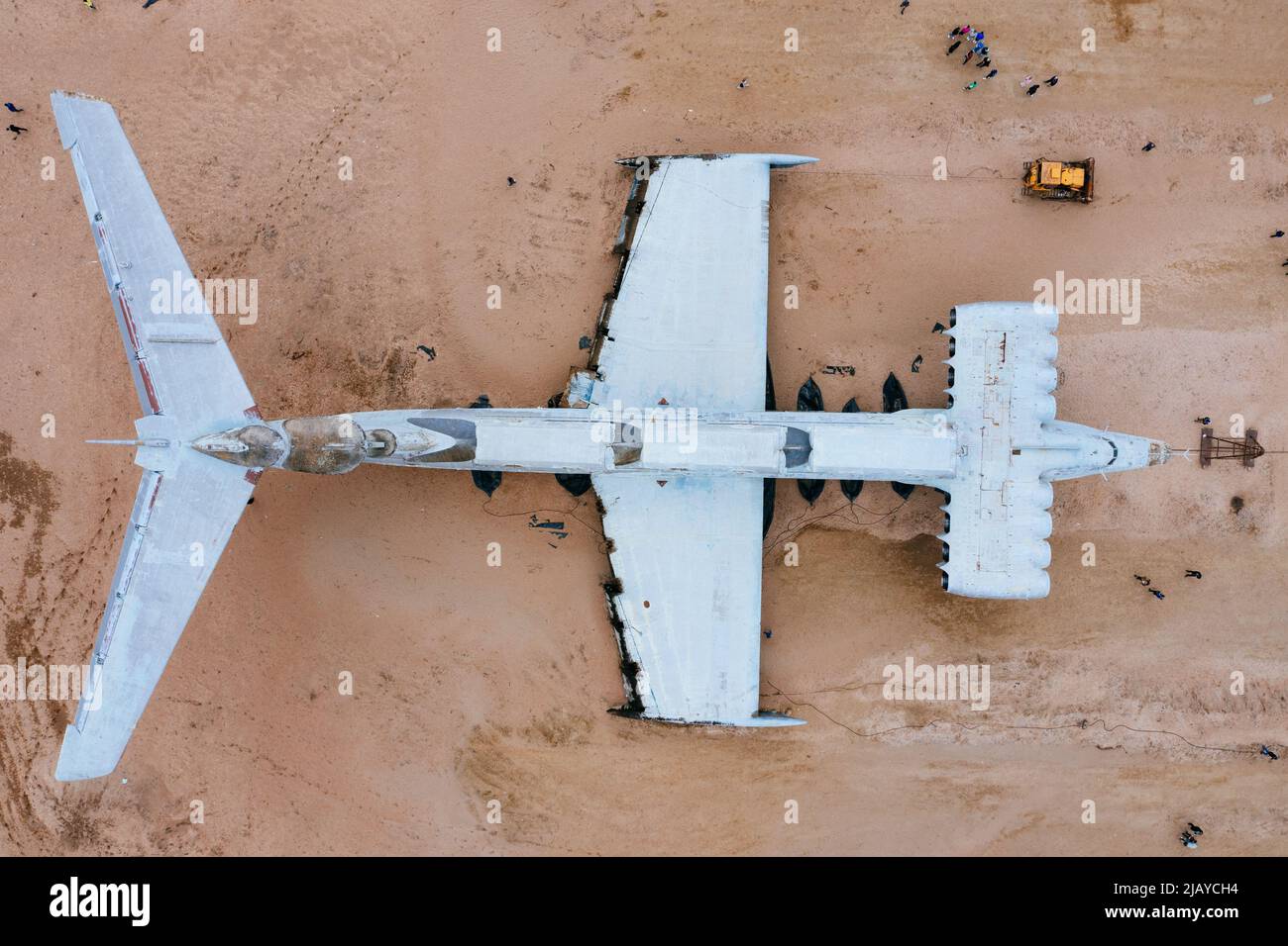 Abandoned Soviet Lun-class ekranoplan on the coast of the Caspian Sea ...