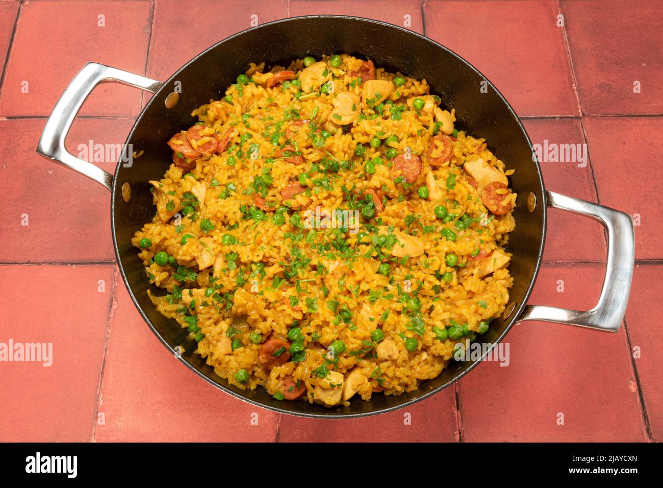 chicken & chirizo risotto Stock Photo - Alamy