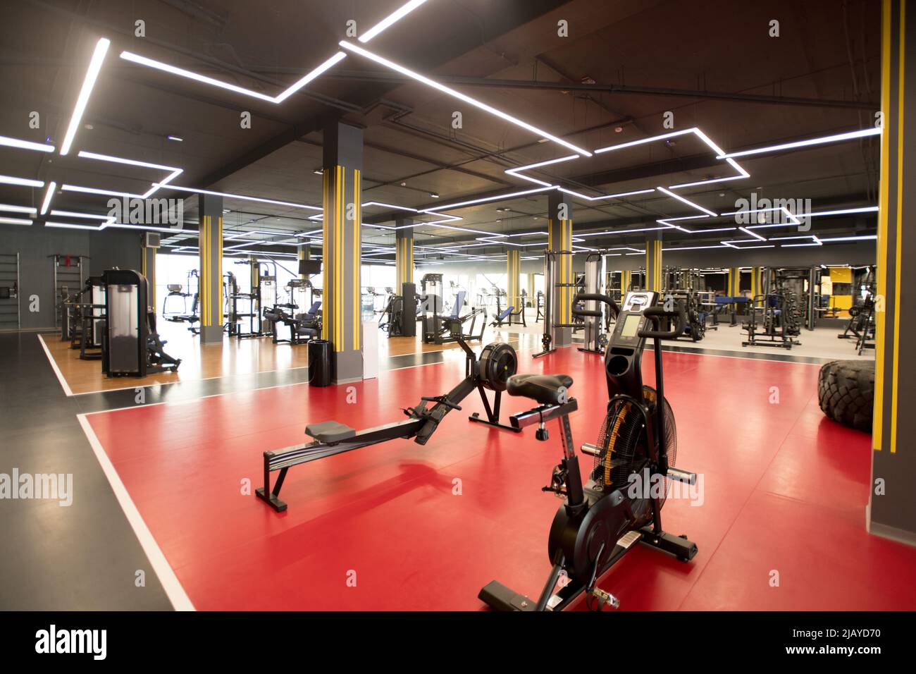 Image of beautiful health club with modern sports equipments for sports ...