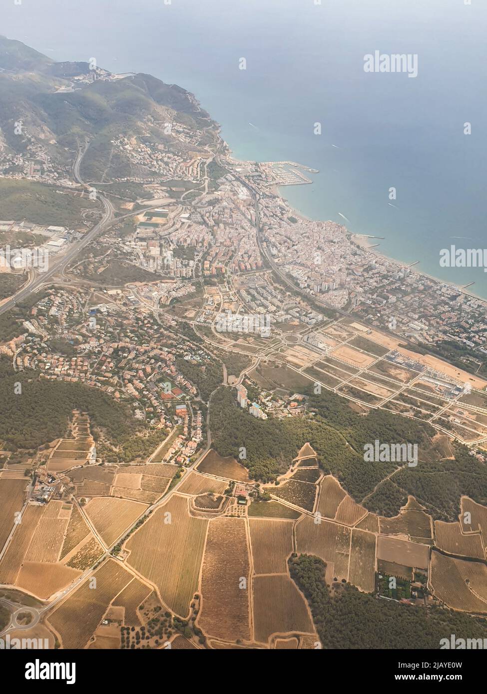 Aerial view on beautiful Sitges town in summer, Spain, view from the ...